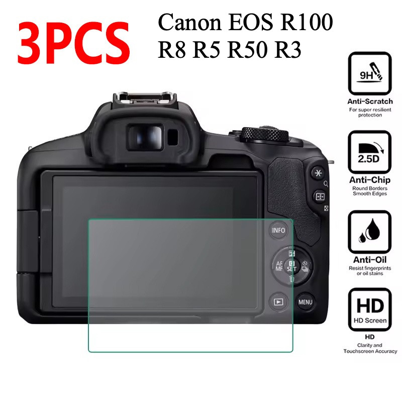 3PCS Tempered Glass for Canon EOS R100 R8 R5 R50 R3 Screen Protector ...