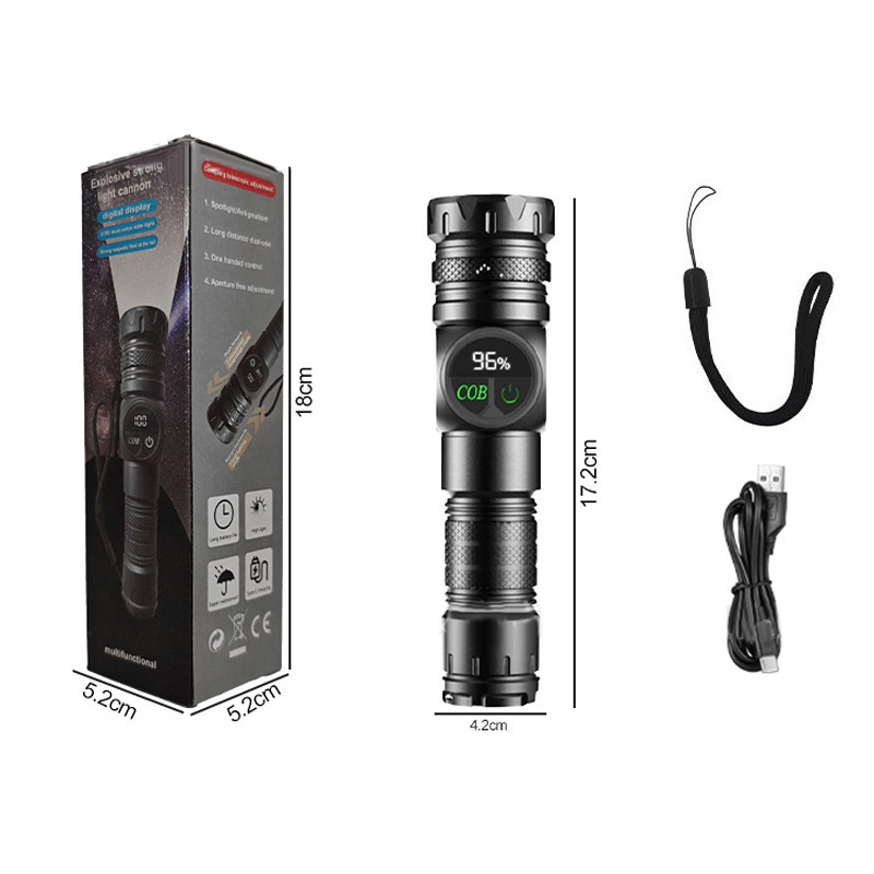 [HWQP] USB Rechargeable LED Flashlight Searchlight Zoom Spotlight ...