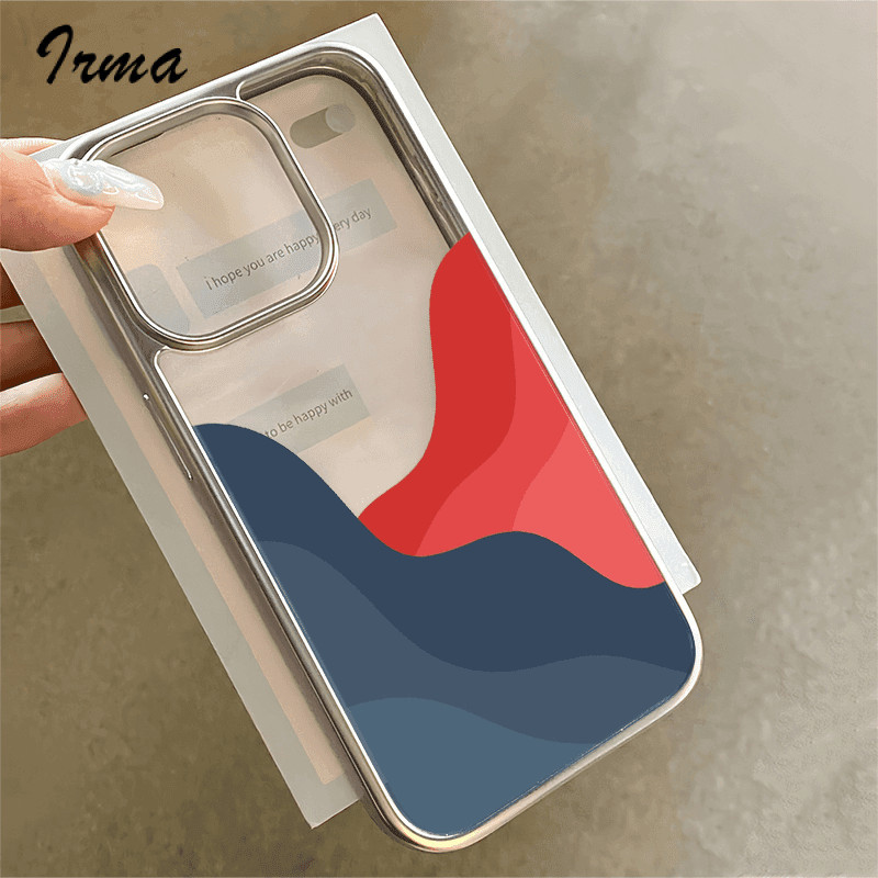 Red and Blue Color Block Case for 15 Pro Max, iPhone 14 Simple, 13 ...