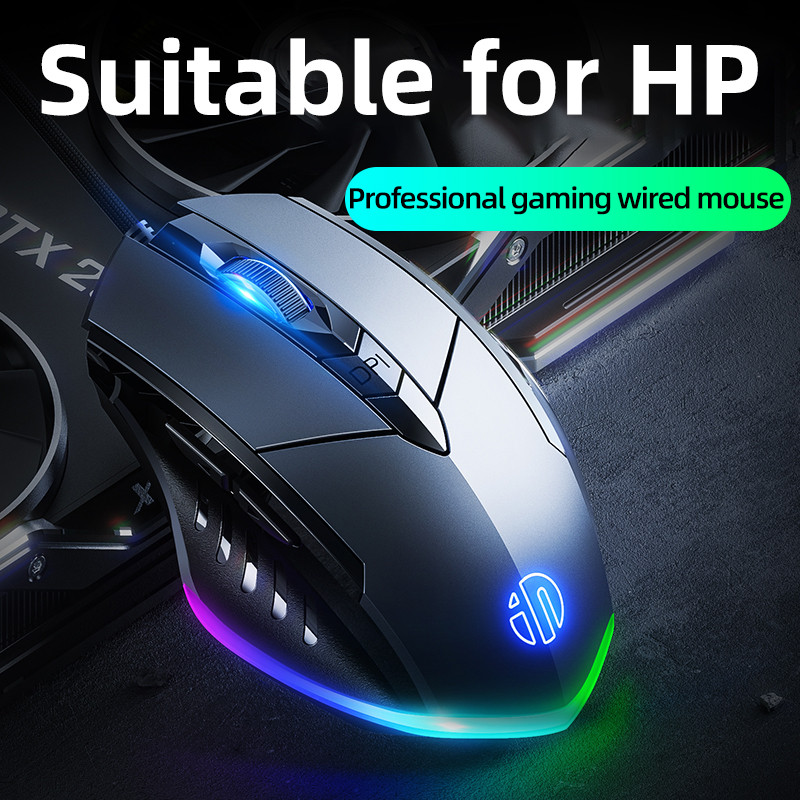 For HP Laptop Wired gaming 1200dpi optical silent mouse ergonomic ...
