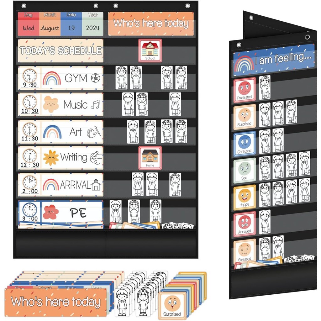 Daily Schedule Pocket Chart, Emotions Feelings Pocket Chart for Kids ...