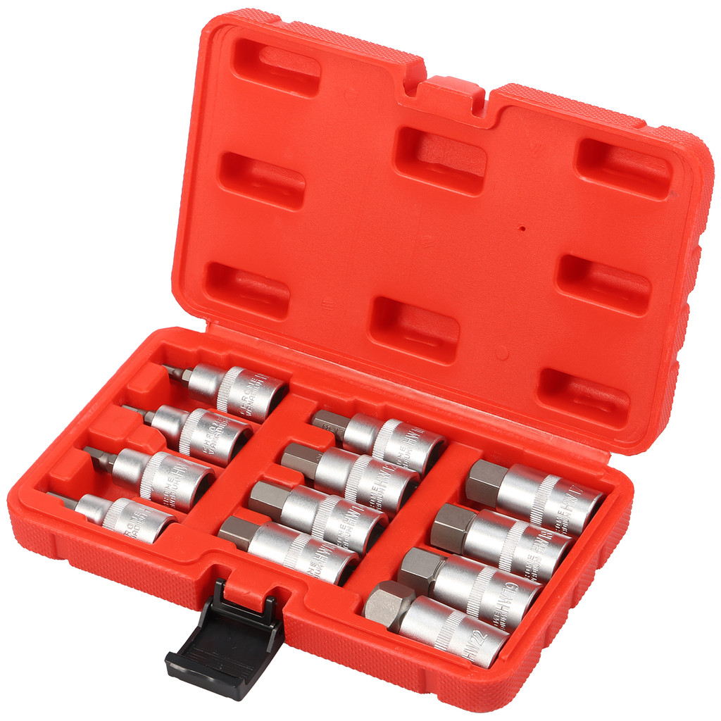 12Pcs Allen Socket Set Tool Steel Portable 1/2 Inch Drive Hex Bit ...