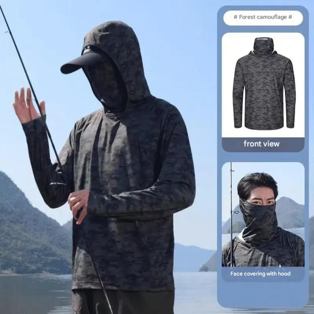 Fishing Sun Protection Clothing For Lightweight Ice Silk , Comfortable ...