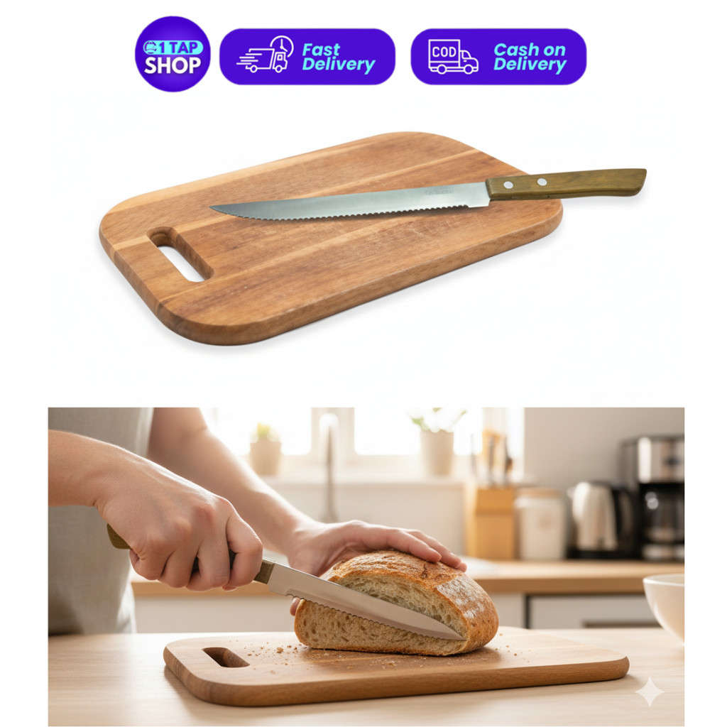 1Tap 7-inches Stainless Steel Toaster Knife Wooden Handle Non-Stick ...