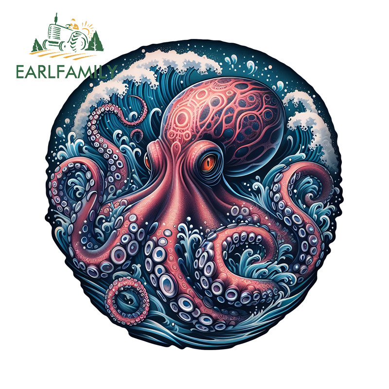 EARLFAMILY Octopus Darkness Style Car Stickers Creative Waterproof Auto ...