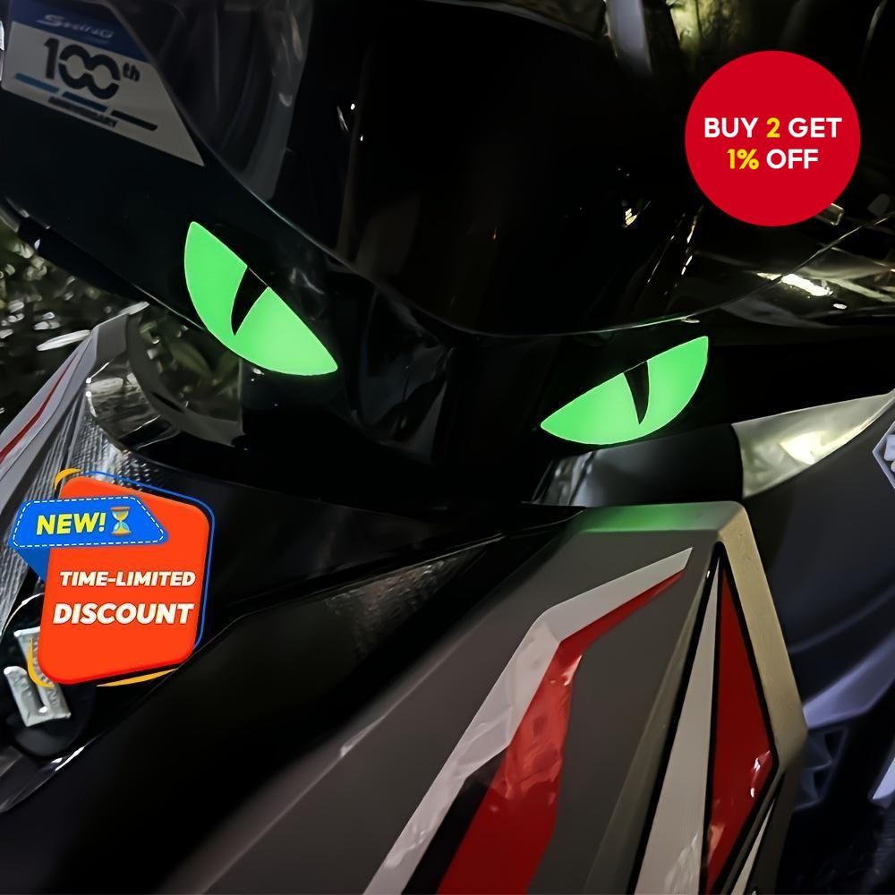 Motorcycle Helmet Scooter Demon Eye Vinyl Decal Luminous PVC Sticker ...