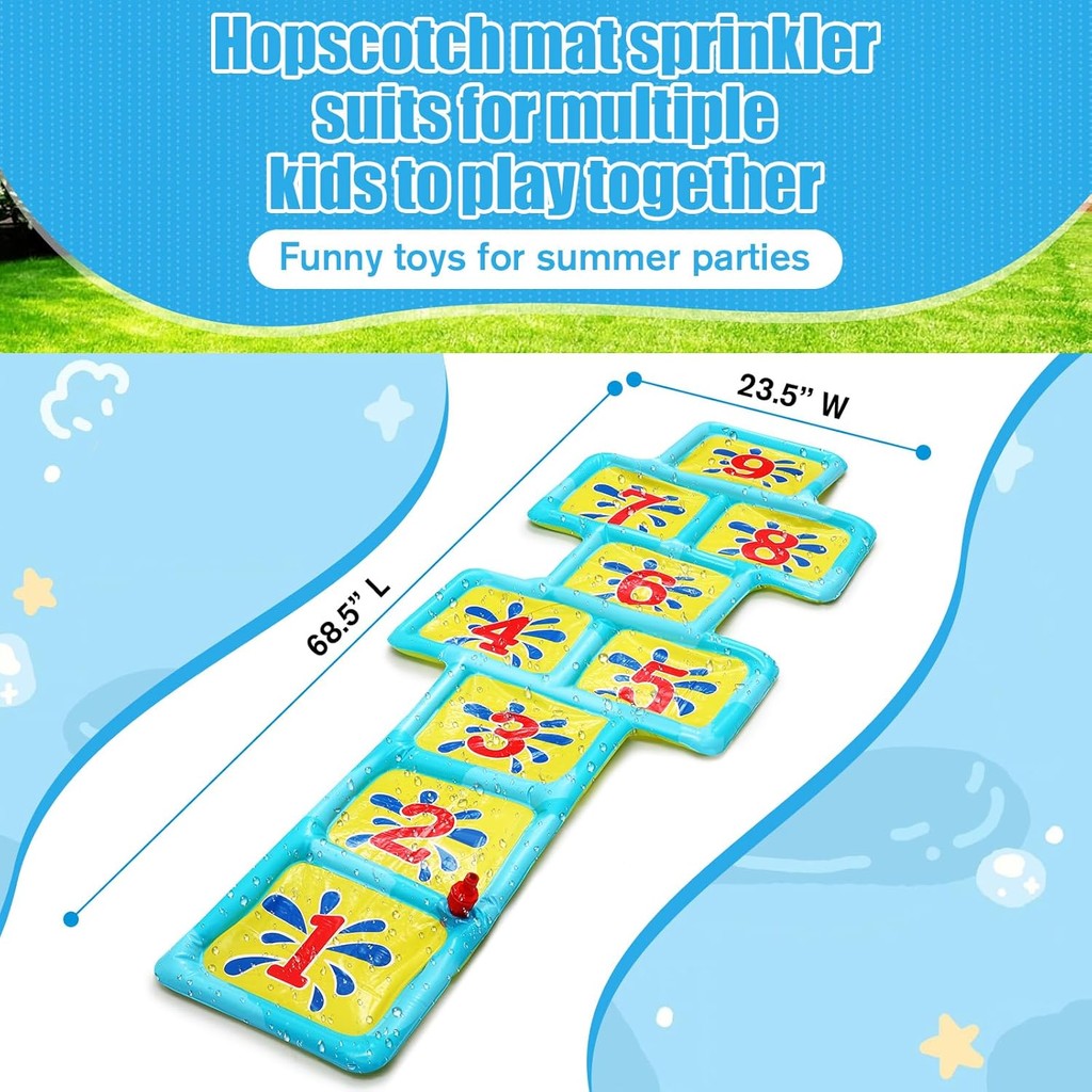 Hopscotch Splash Pad Hopscotch Mat Sprinklers Play Mat Watermat Water ...
