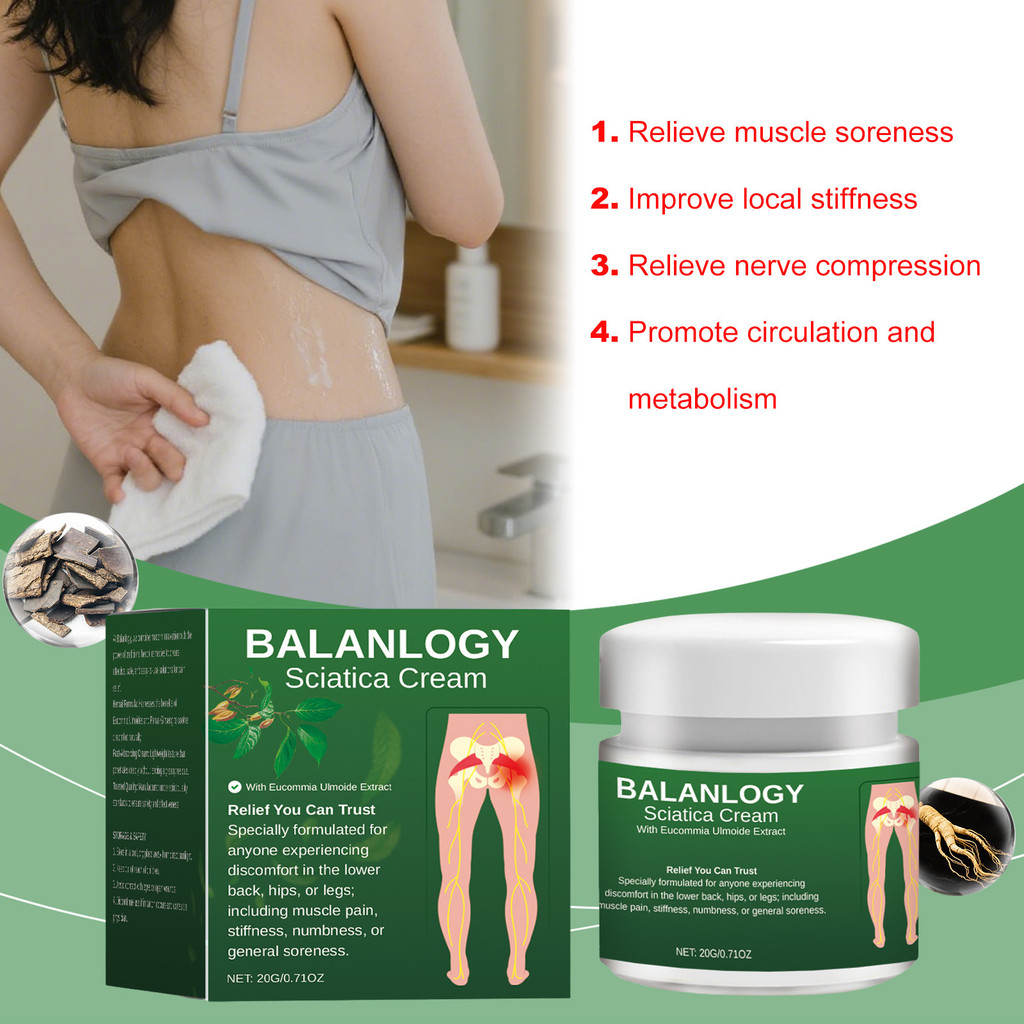 Sciatica Pain Relief Cream 20g - Gentle Formula for Nerve Discomfort ...