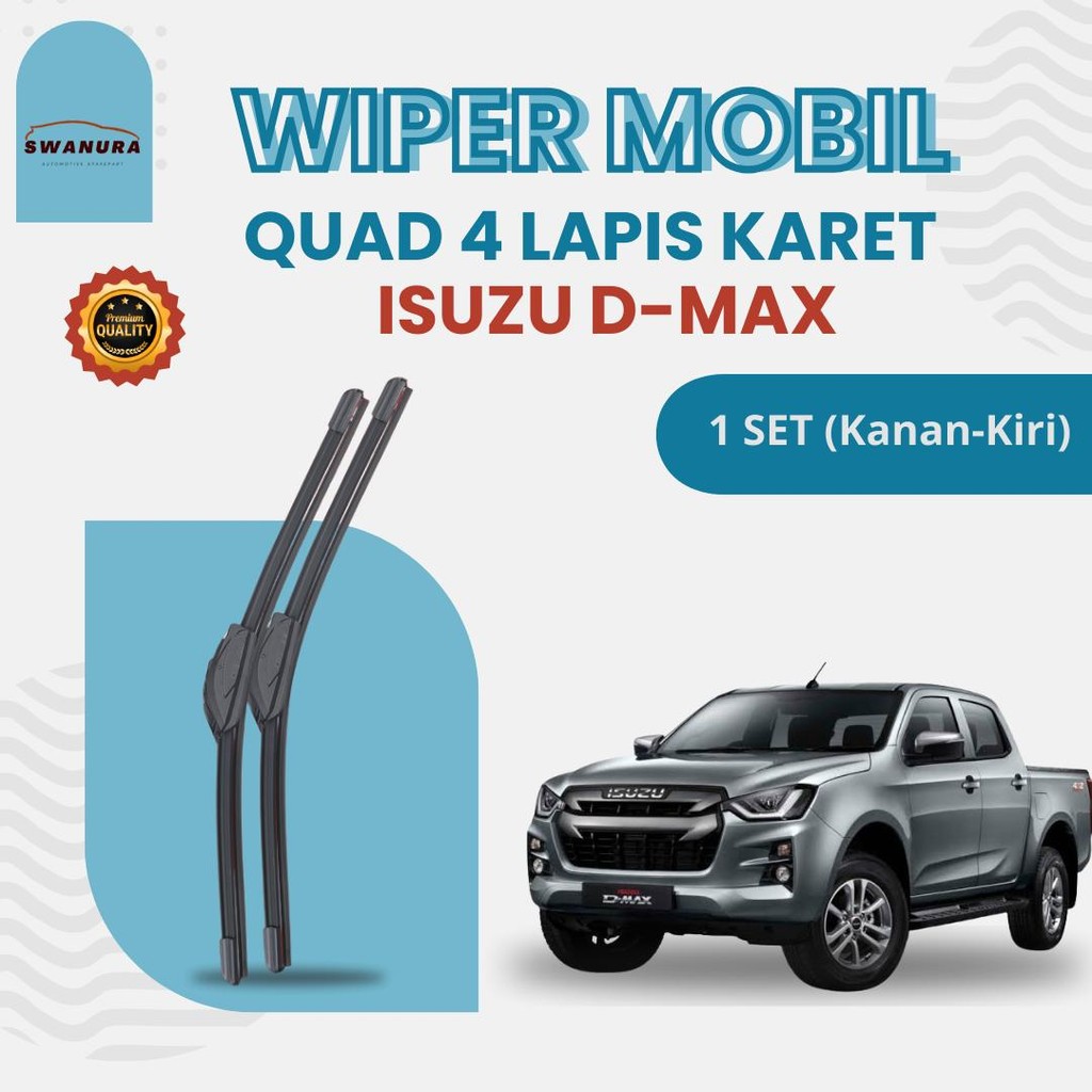 4-Layer Rubber Quad Wiper for Isuzu D-Max Banana Model 1 Set Right and ...