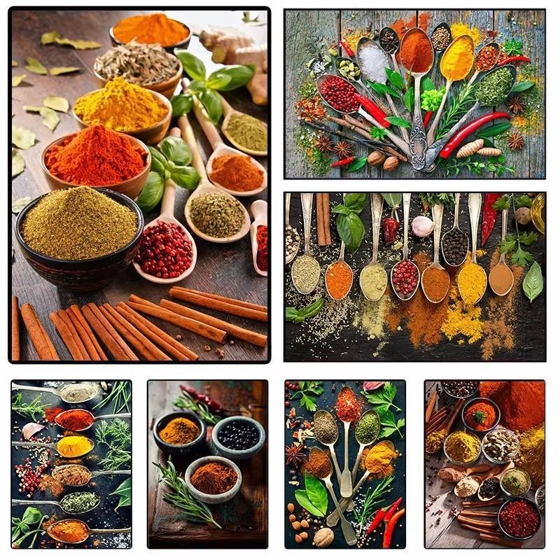 Modern Colorful Spices Chili Seasoning Spoon Posters and Prints Canvas ...