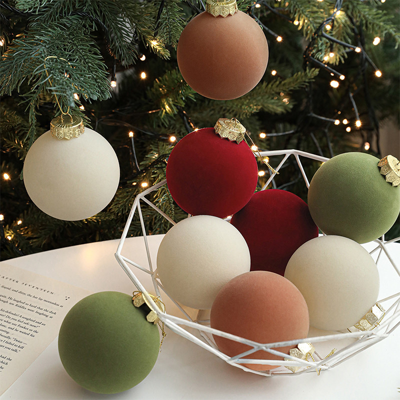 8cm Flocking Flocked Balls Velvet Christmas Ball Ornaments Navidad New ...