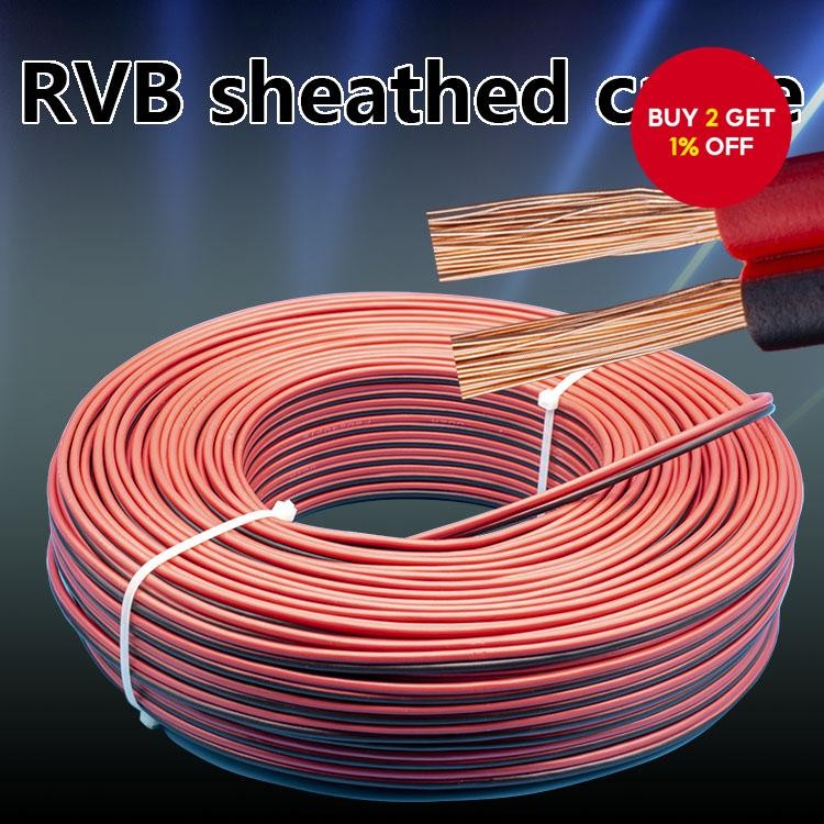 Speaker Cable Connector Wire 2-Core Parallel Red/Black Copper-Clad ...