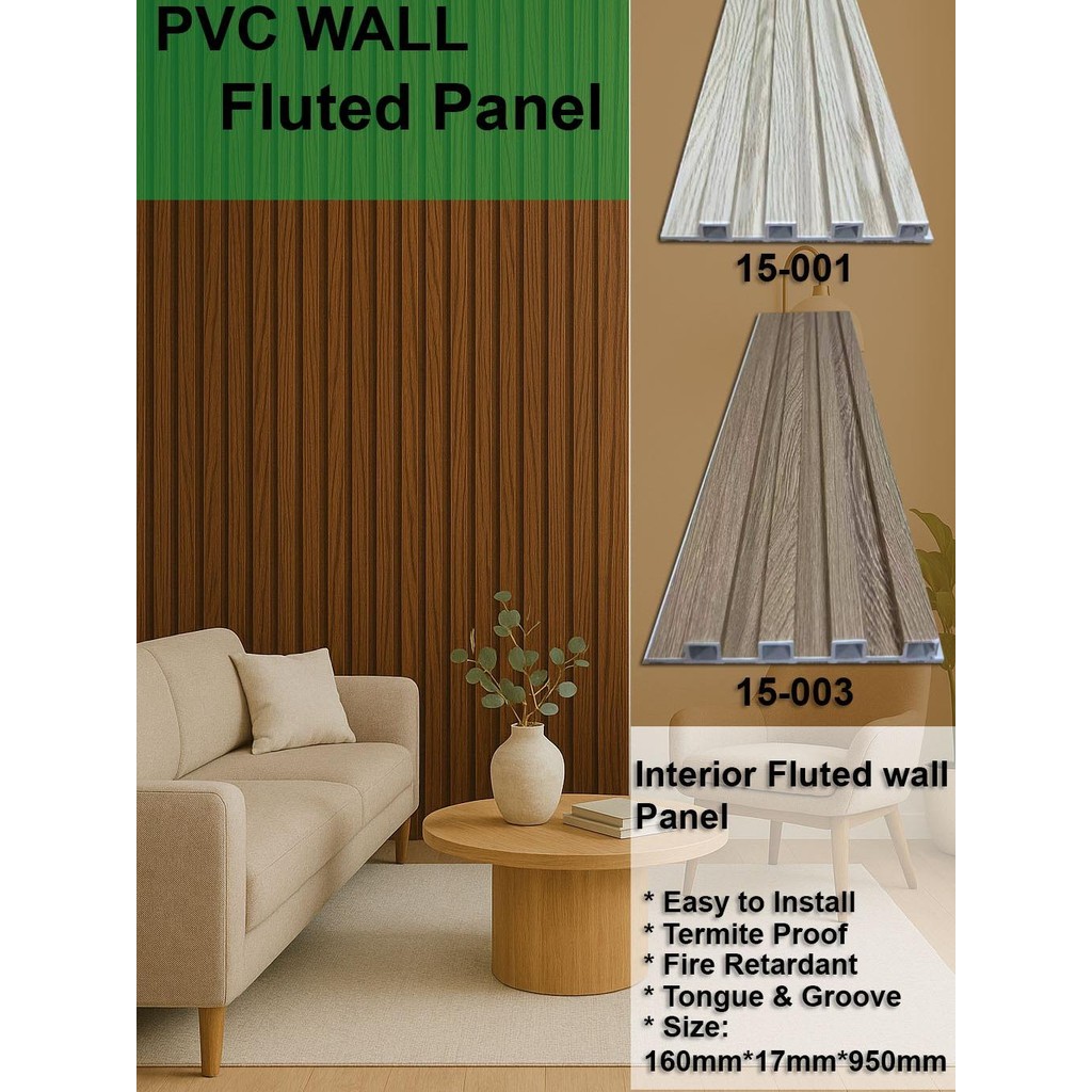 PVCWall(140cm-1PC&2PCs) Panel Fluted PVC Wall Panel Fluted Durable Long ...