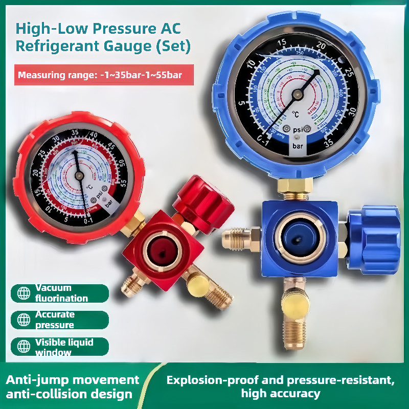 Car Aircon Manifold Gauge Set Freon Pressure Gauge R22/R32/R134A/R410A ...