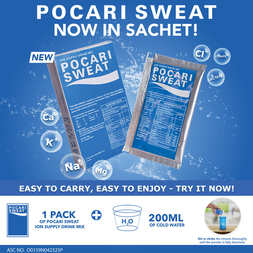 POCARI SWEAT Powder Drink 13g x 5 Sachets | Ion Supply Hydration Energy ...
