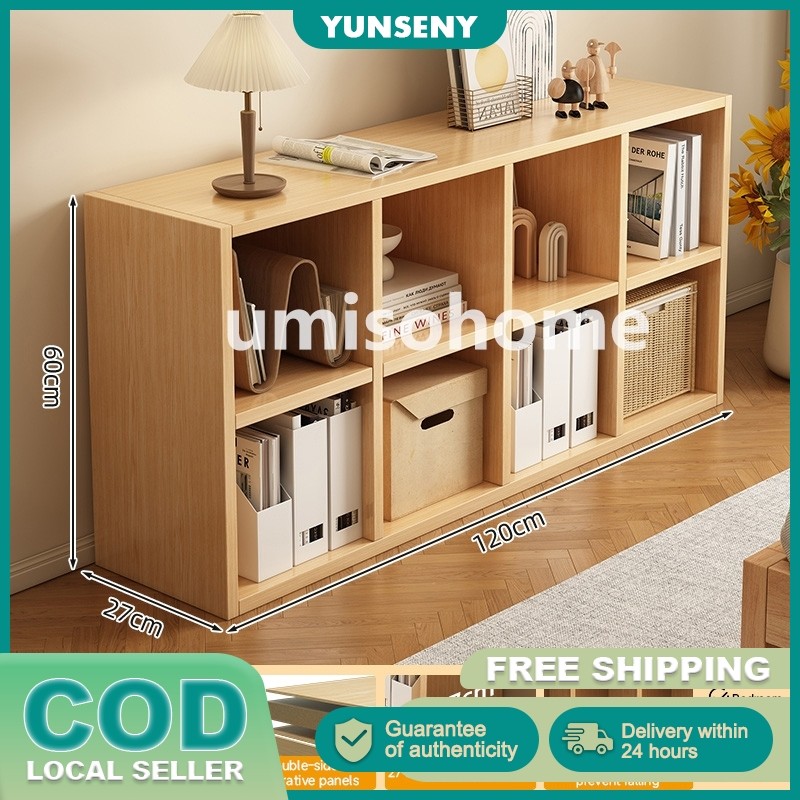 Wood book shelf organizer cabinet With Grids Multi Storage Space Multi ...