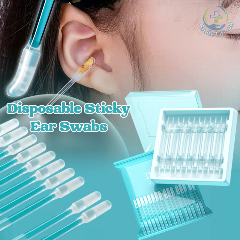 24PC Disposable Sticky Ear Swabs Reusable Silicone Ear Cleaning Sticks ...