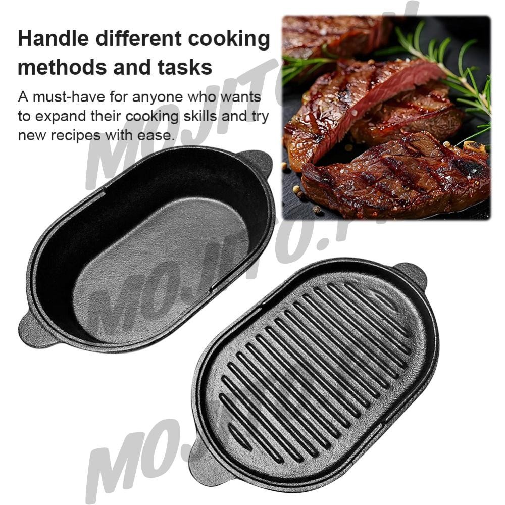 11 X 6.3in Cast Iron Griddle Pan Oval Griddle Reversible Skillet Grill ...