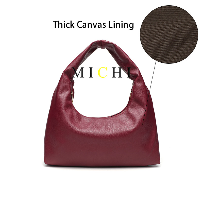 MICHI Medium Women's Trendy Sling Bag Pebble Leather Hobo Bag Canvas ...