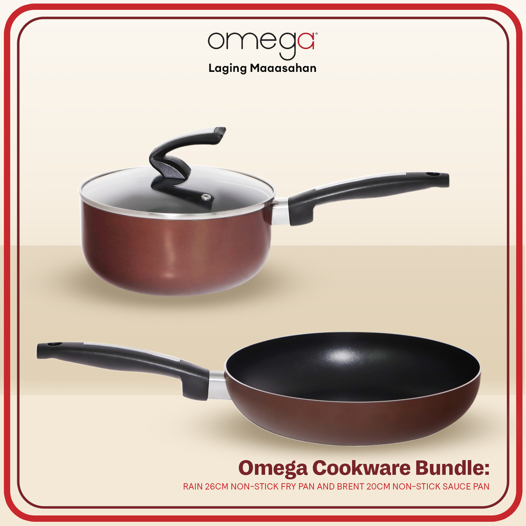 Omega Houseware Cookware Bundle: Rain 26cm Non-stick Fry Pan and Brent ...