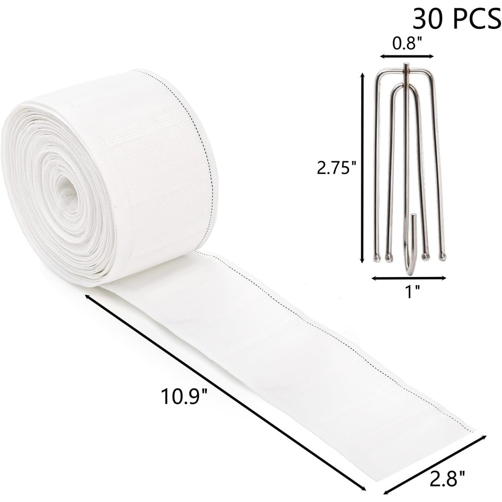 Lawei Curtain Pleat Tape and Hooks for Drapes, 10 Meters/10.9 Yards ...