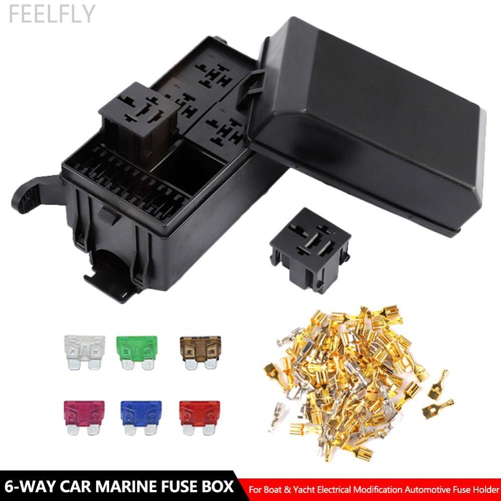 FEELFLY 6-Way Car Marine Fuse Box Removable Circuit Control Block for ...