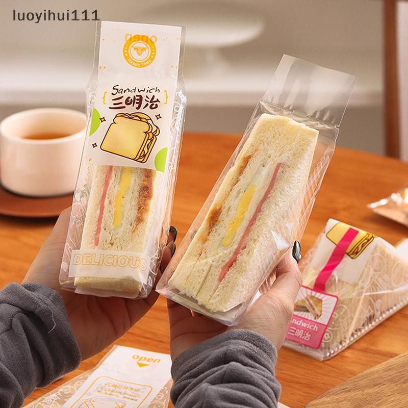 [luy] 100pcs Sandwich Plastic Packaging Transparent Triangle Bags For ...