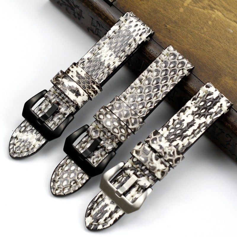 Handmade Water Snakeskin Strap Genuine Leather Men Women Retro Rough 20 ...