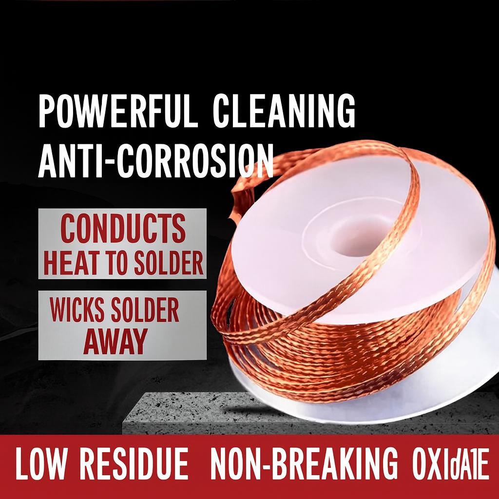 Low residue no clean copper desoldering braid 1.5m roll solder wick ...