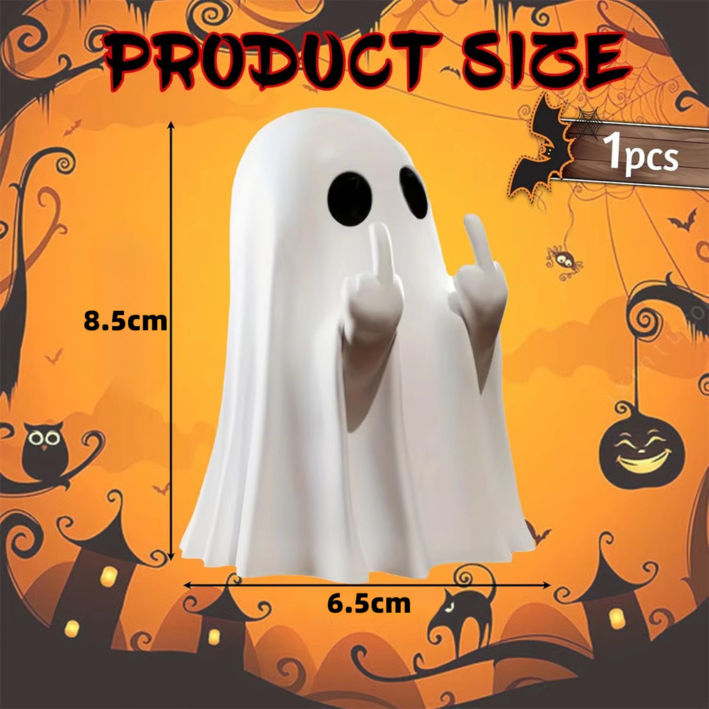 Halloween Middle Finger Ghost 3D Cute Statue Mini Resin Decor Home ...