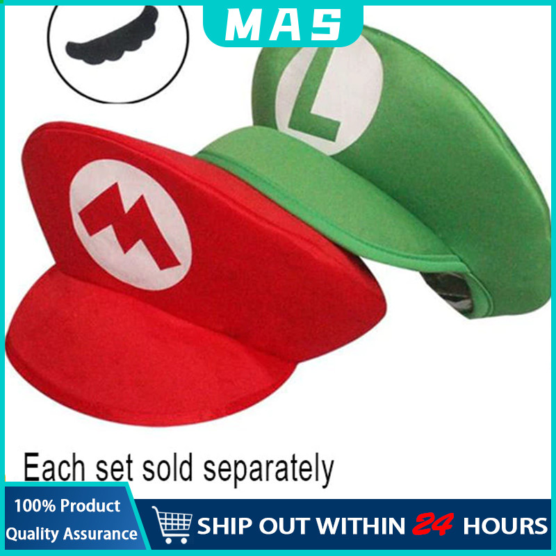 MAS Super Mario Bros Hat Luigi Hat Cute Cartoon Halloween Cosplay Props ...
