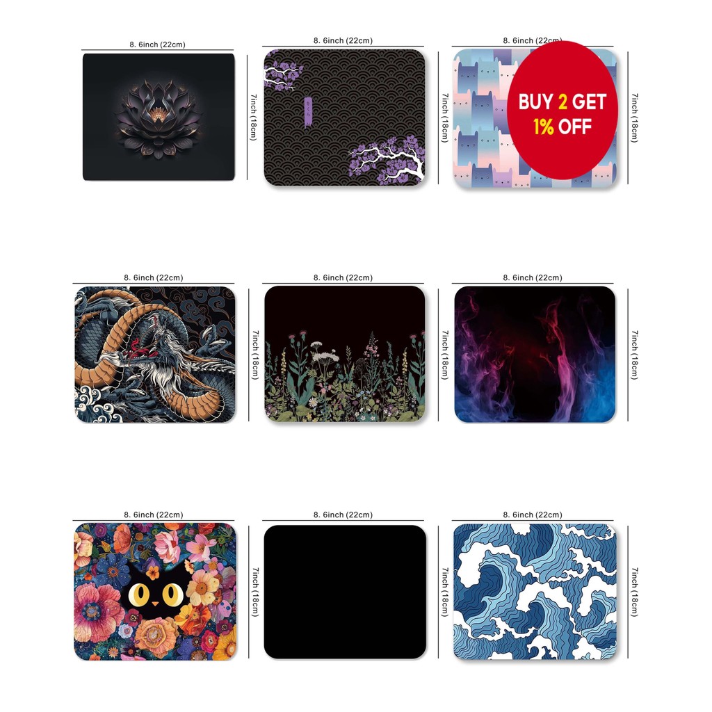 Small Mouse Pad Multiple Patterns Office Gaming Desk Mat Non-slip ...