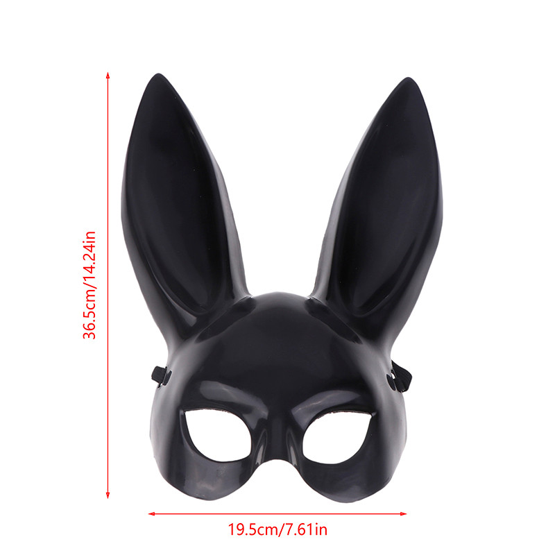 [EAS] Half Face Rabbit Mask Black White Halloween Mask Christmas Bar ...