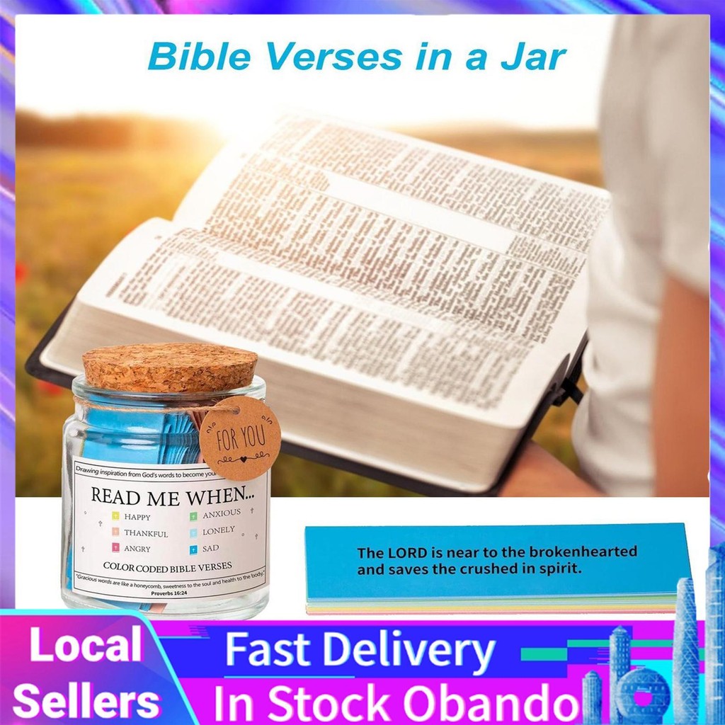 Bible Verses in a Jar Read Me When Colorful Bible Verses in Glass Holy ...