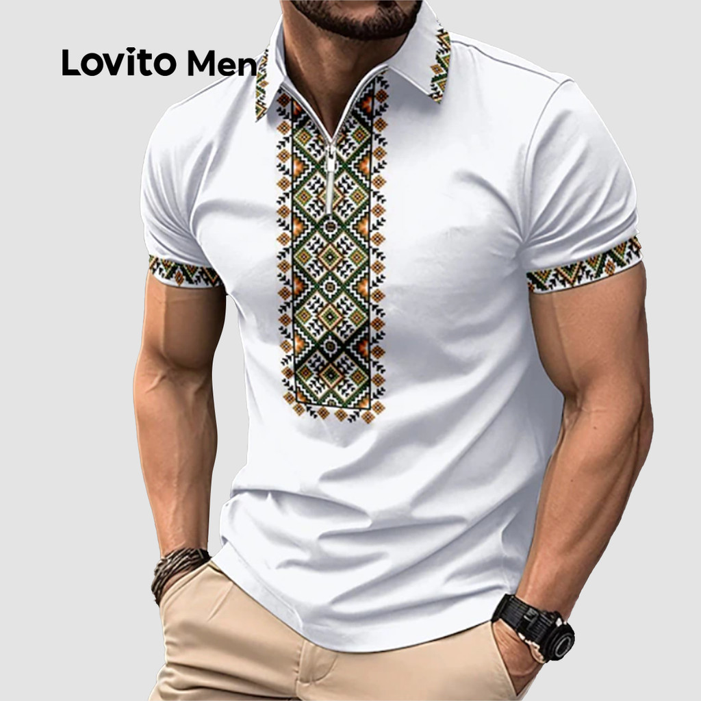 Lovito Men Boho Polo Shirt Spring/summer Multicolor Polo Shirt ...