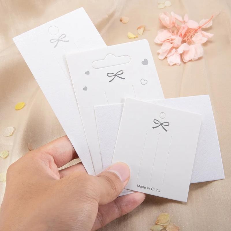 50pcs Hair Clips Hairpin Display Card White Bow Packing Paper Card for ...