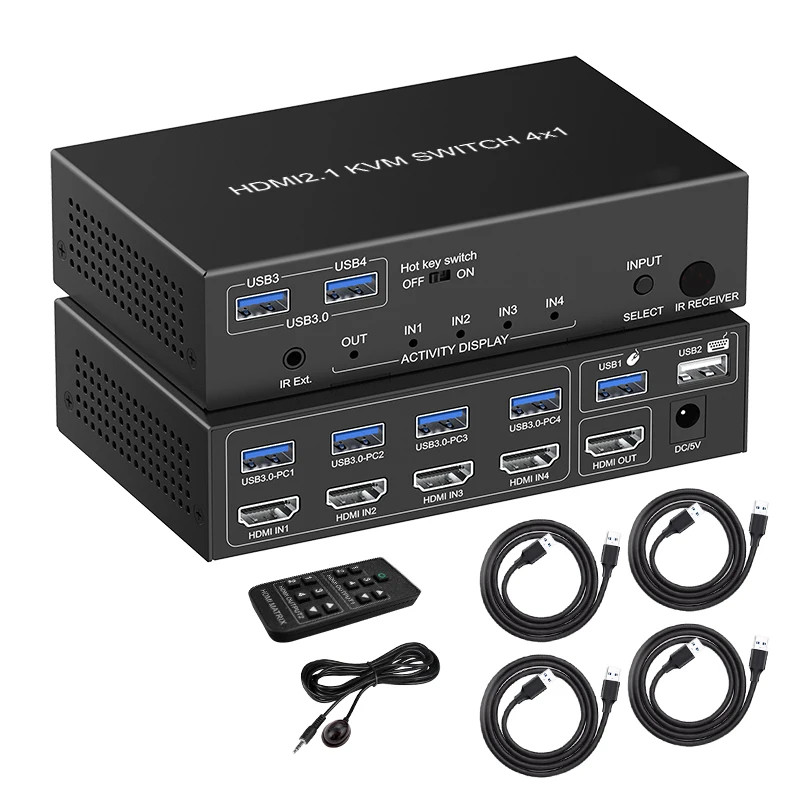 high quality 8K@60Hz 4x1 HDMI 2.1 KVM Switch 8K@60Hz/4K@120Hz HOT KEY ...
