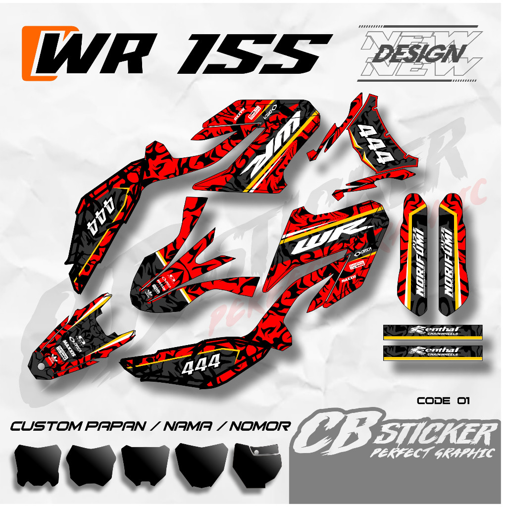 Yamaha wr155 full body supermoto decal can be customized with name and ...