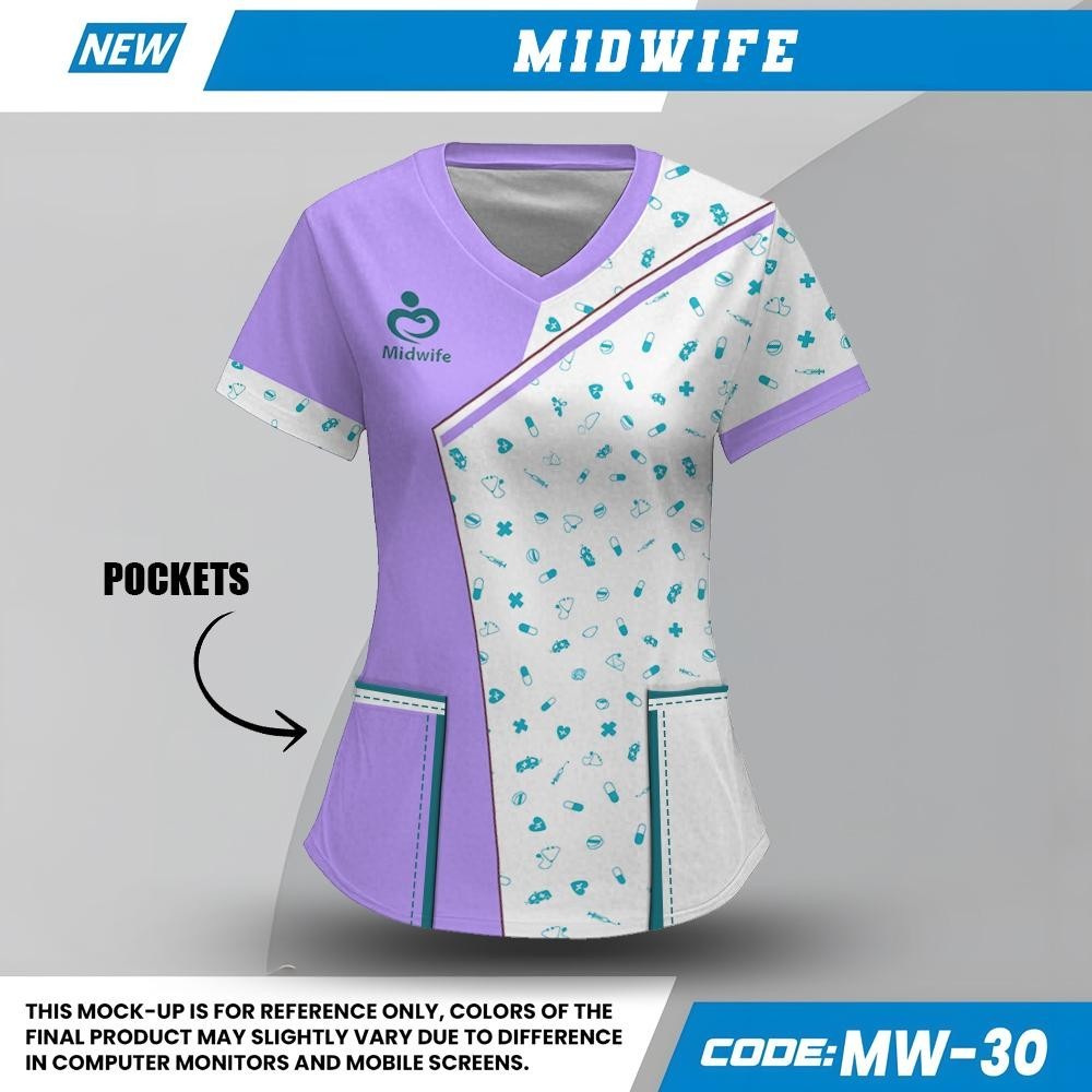 (2 Pockets )Summer Women's Midwife Uniform Full Sublimation Medical ...