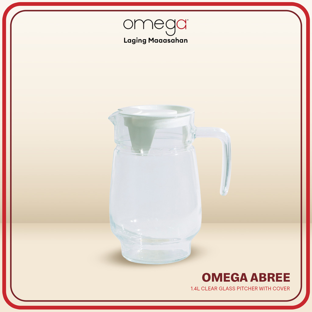 Omega Abree 1.4L High Quality Clear Everyday Glass Pitcher with Gift ...