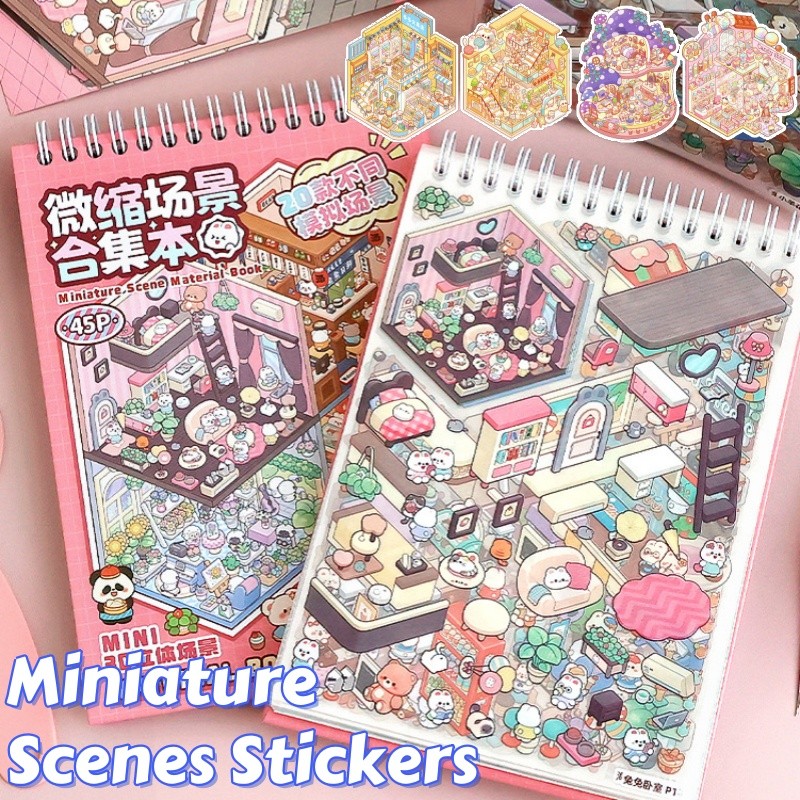 3D Landscape Sticker Book Collection of Miniature Scenes Stickers ...