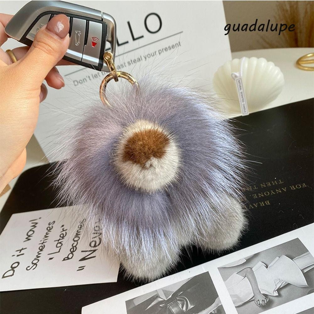 GUADALUPE Lion Plush Pendant, Mink Fur Long Mane Plush Lion Keychain ...