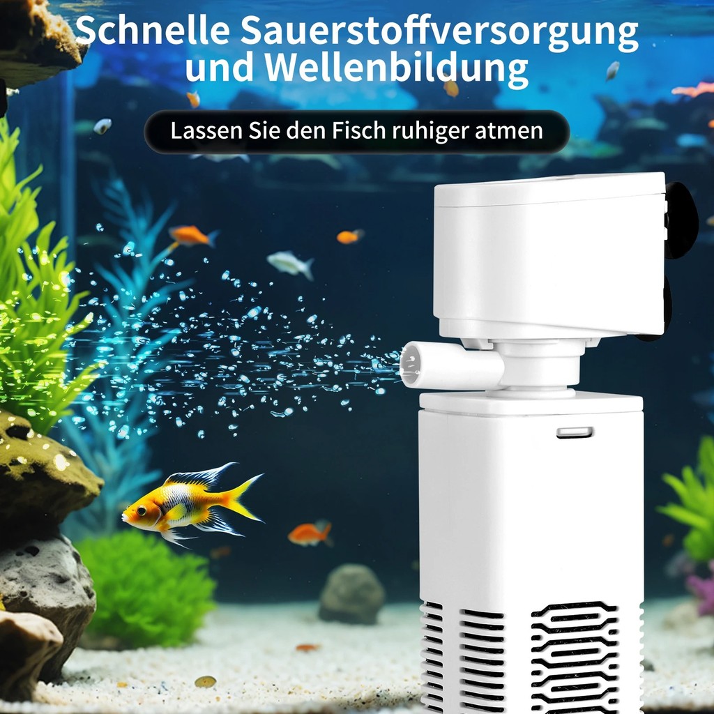 Energy Efficient 5-in-1 Aquarium Filter Pump with Oxygen and Wave Maker ...