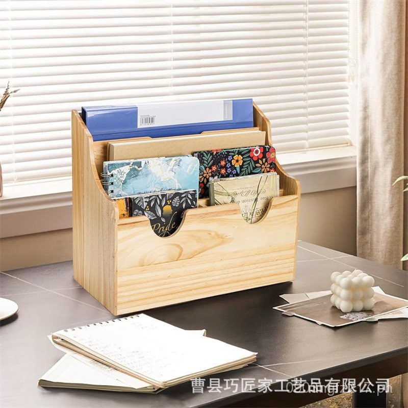 Wooden Organizer Box File Folder Magazine Rack Desktop Solid Wood ...