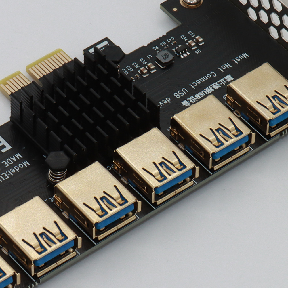 PCI-E 1x 1 to 7 Riser Card Adapter Multiplier Hub Connector PCI-Express ...