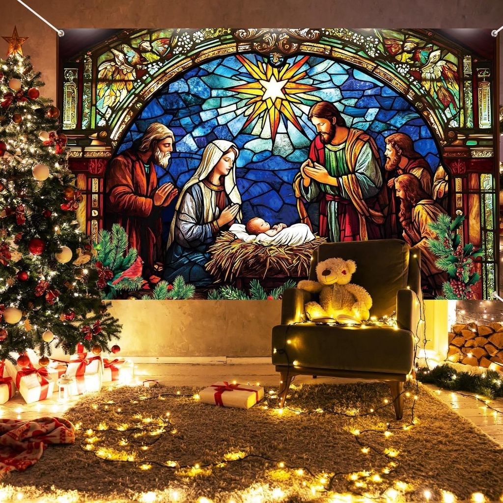 Religious Christmas Banner Decor Holy Nativity Photography Backdrop ...