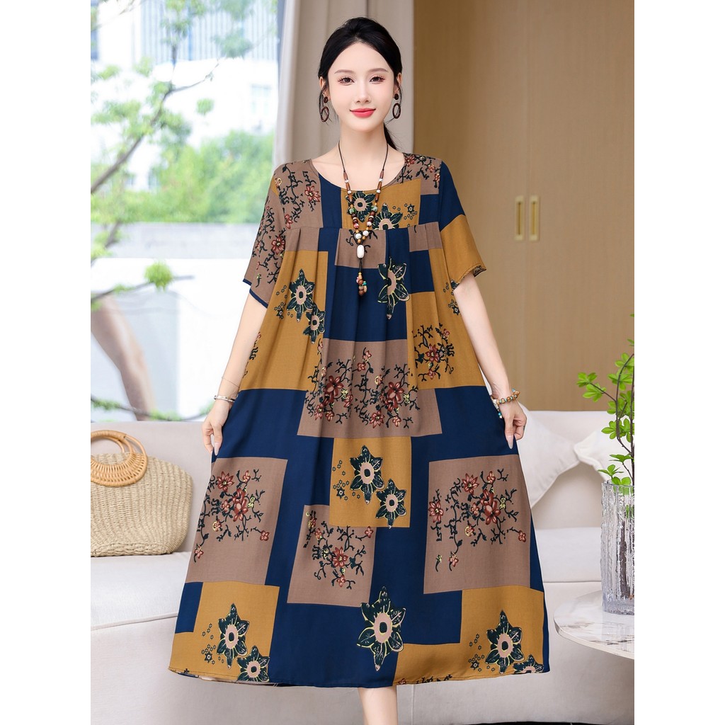 Elderly women's dress senior citizen dres plus size Mother Dress Plus Fertilizer Plus Size ...