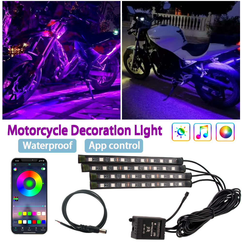 Motorcycle Led Decorative Lamp Underglow Lights RGB Waterproof App ...