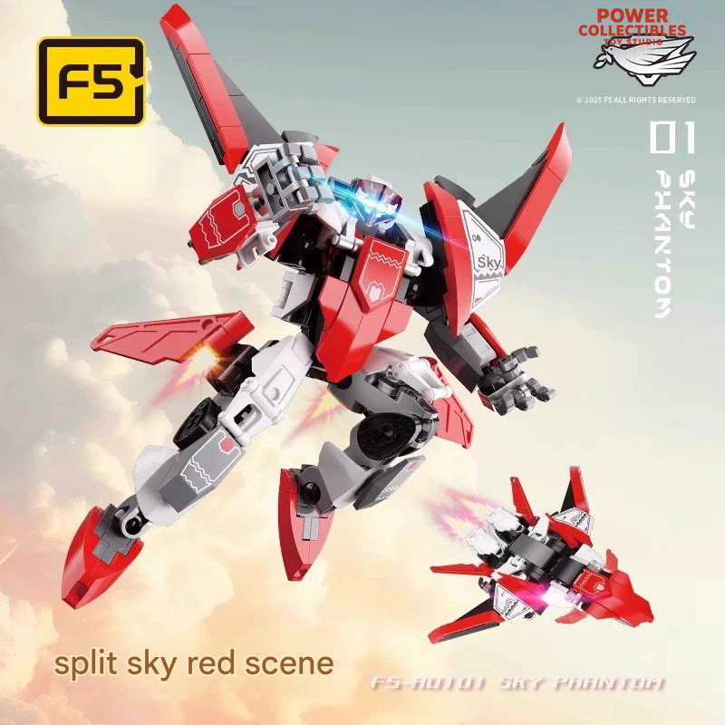 F5 Sky Phantom Transforming Robot - Red Scene Split to Plane & Robot ...