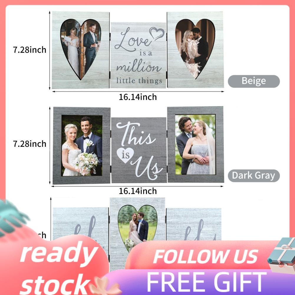 hanhan1 Tri-Fold Hinged Photo Frame Wooden Picture with Plexiglass ...